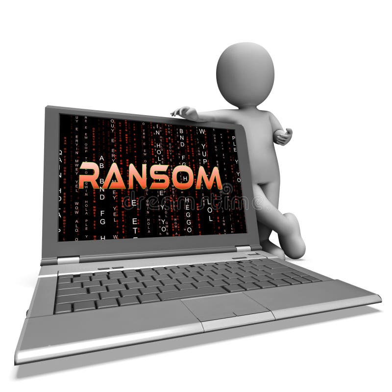 Ransom Computer Hacker Data Extortion 3d Illustration Stock ...