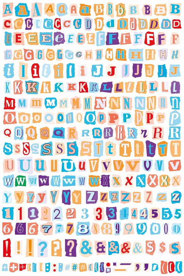 Ransom Letters Cut Out Pastel Color Alphabet Stock Vector ...