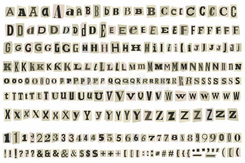 Ransom Letters Newspaper Text Cutout Vector Alphabet Stock Vector ...