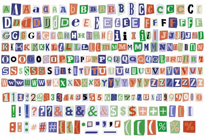 Ransom Letters Notes Collage Style Vector Alphabet Stock Vector ...