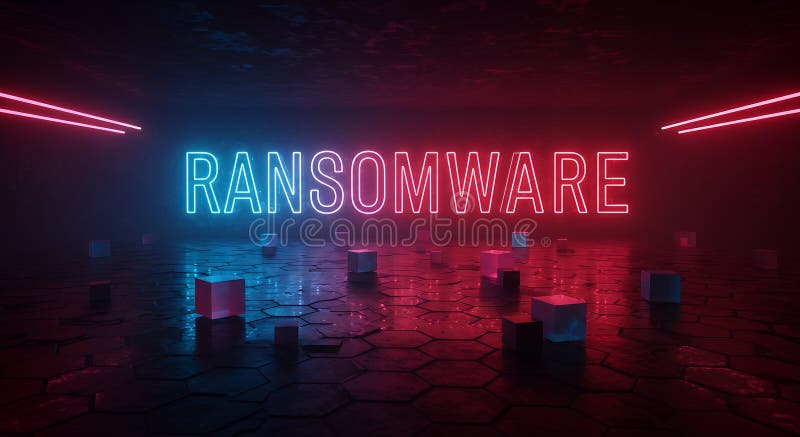 Ransomware Attack: Cyber Threat, Security Breach, Data Encryption, Neon ...