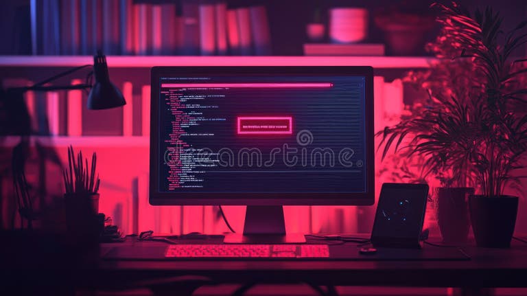 Ransomware Attack Illustration, an Alert Message on a Compromised ...