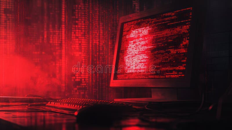 Ransomware Attack Illustration, an Alert Message on a Compromised ...