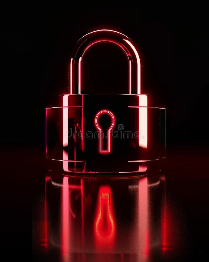 Ransomware Attack: Minimalist Screen, Red Padlock, Locked Files Text ...