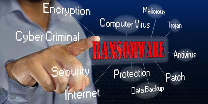 Ransomware Computer Virus Concept, Hacker with Monitor Stock Photo ...