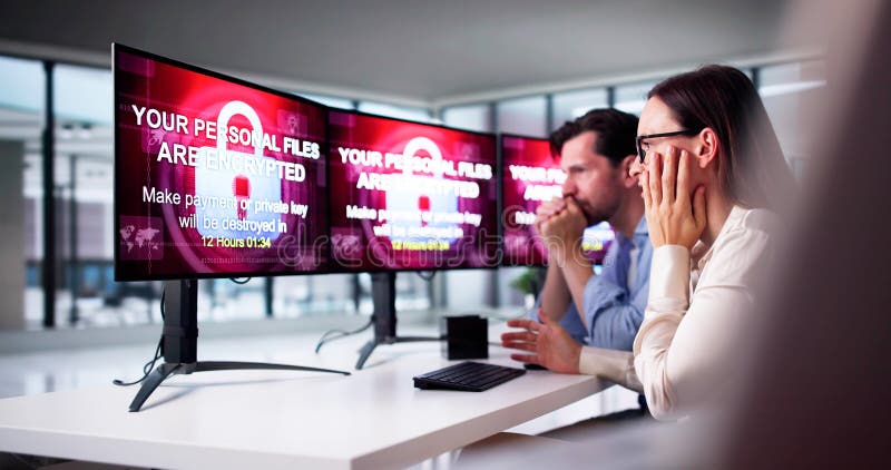 Ransomware Cyber Attack Using Malware Stock Photo - Image of monitor ...