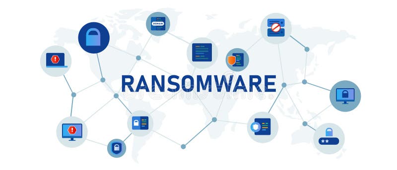 Ransomware Cyber Security Cyber Attack Concept Icon Illustration Stock ...