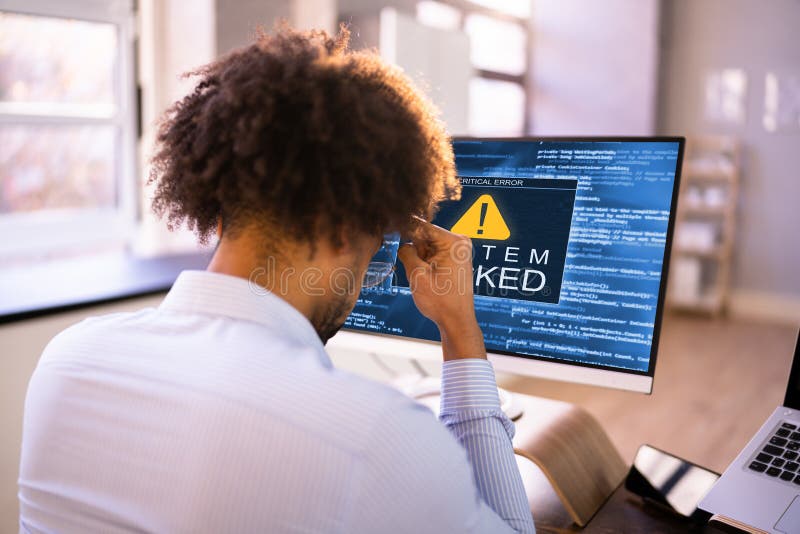 Ransomware Extortion Attack. Hacked Laptop Password Stock Photo - Image ...