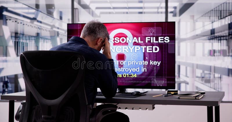 Ransomware Extortion Attack. Hacked Laptop Password Stock Image - Image ...
