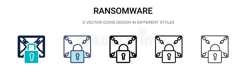 Ransomware Icon in Filled, Thin Line, Outline and Stroke Style. Vector ...