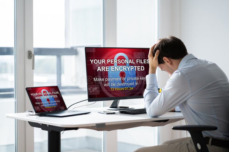Ransomware Malware Attack. Business Computer Hacked Stock Image - Image ...