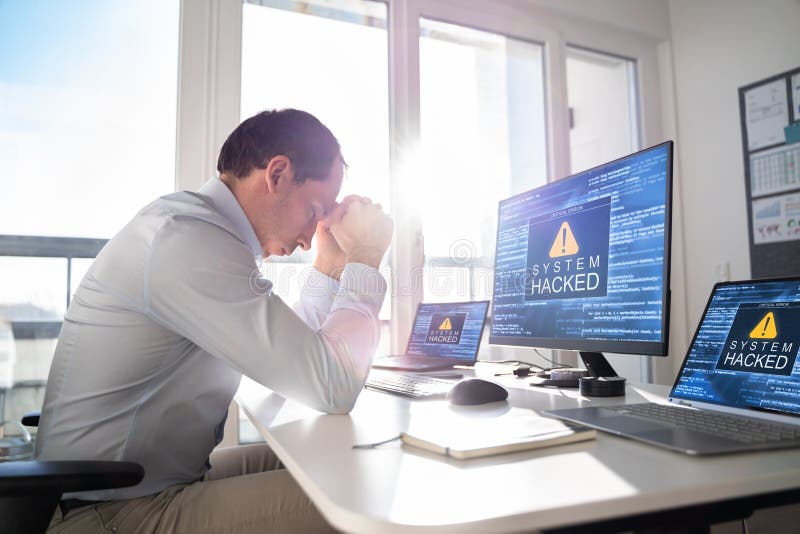 Ransomware Malware Attack. Business Computer Hacked Stock Photo - Image ...