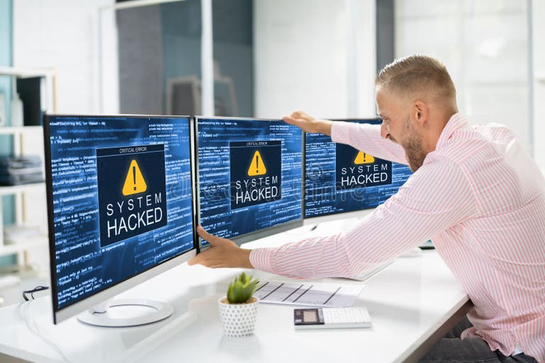 Ransomware Malware Attack. Business Computer Hacked Stock Image - Image ...