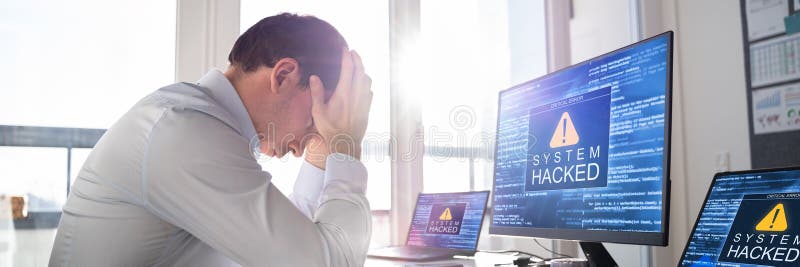 Ransomware Malware Attack. Business Computer Hacked Stock Photo - Image ...