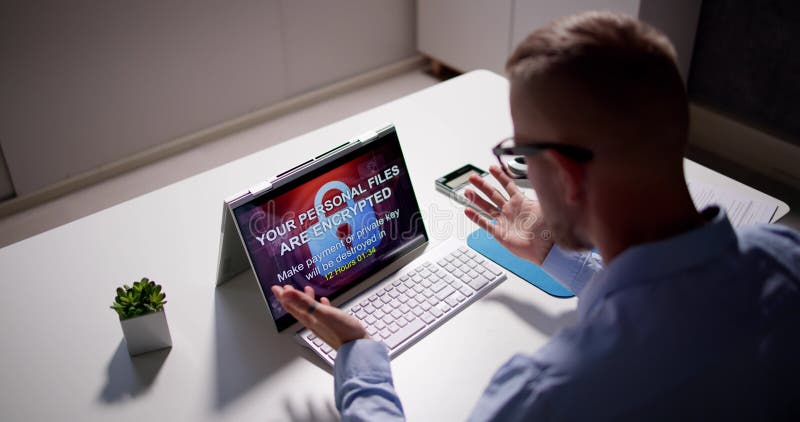 Ransomware Malware Cyber Attack Stock Image - Image of workaholic ...