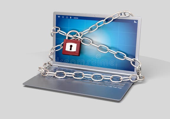 Ransomware No Virus Hacked Computer with Padlock Stock Photo - Image of ...