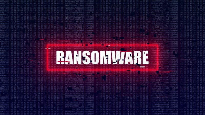 Ransomware Text Digital Noise Glitch Effect Tv Screen Background. Stock ...