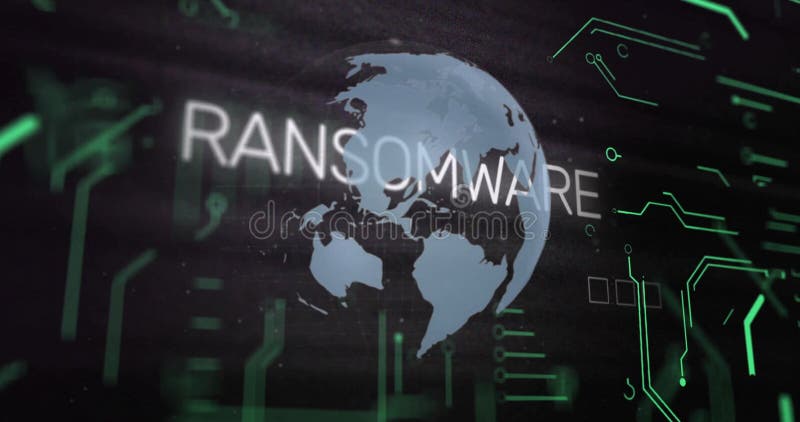 RANSOMWARE Text Image Over Rotating Globe with Binary Code Stock Photo - Image of binary ...