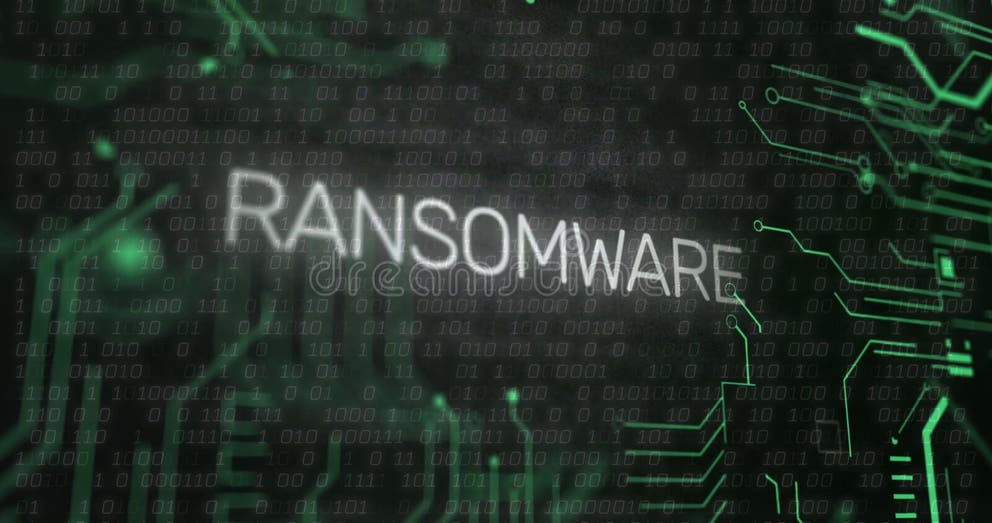 RANSOMWARE Text Over Binary Code and Digital Data Image Stock Image ...
