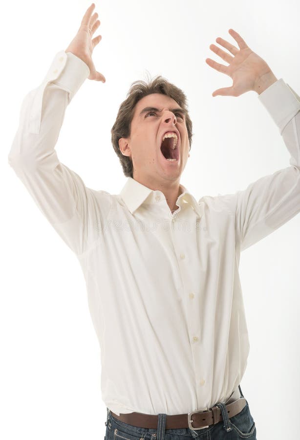 Yelling young man stock image. Image of supporter, tshirt - 31121641