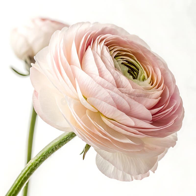 Ranunculus Flower in White Background Pink Ranunculus Flower with a ...