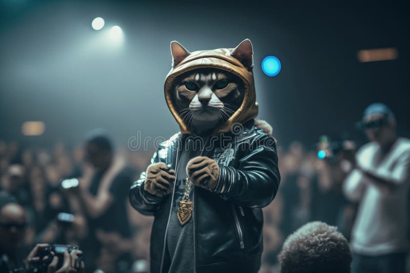 Rap Concert Cats. Created with AI Technology Stock Illustration ...