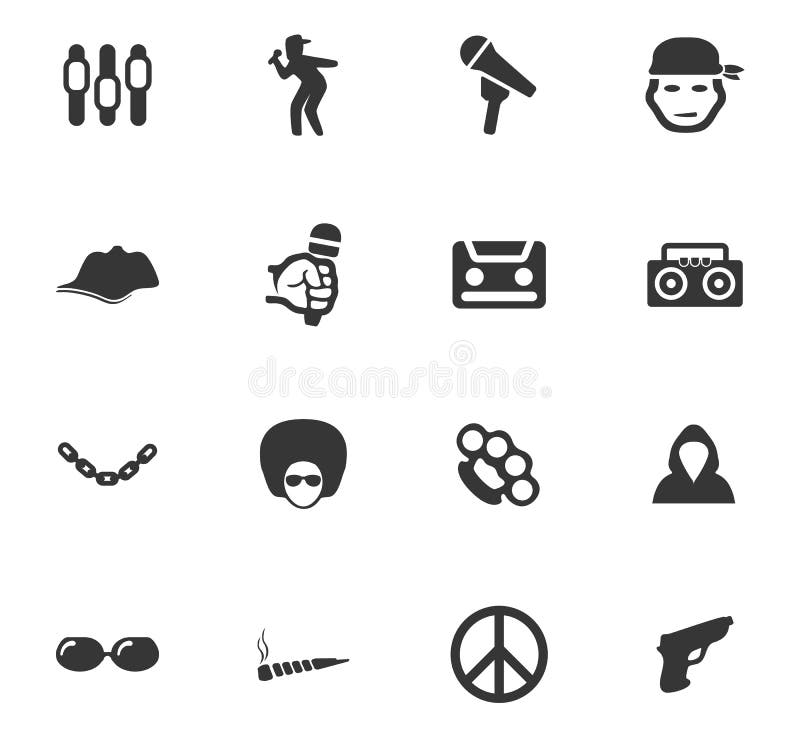 Rap Hip Hop Music Icons Set Stock Illustration - Illustration of ...