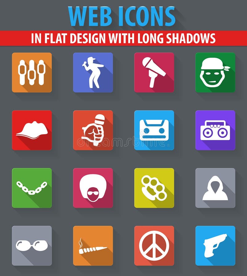 Rap Hip Hop Music Icons Set Stock Vector - Illustration of icon, afro ...