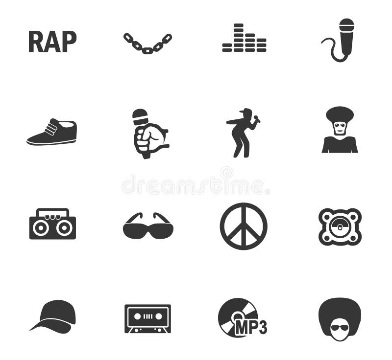 Rap icon set stock vector. Illustration of singer, symbol - 141488385