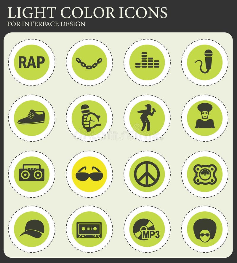Rap icon set stock vector. Illustration of footwear - 154995438