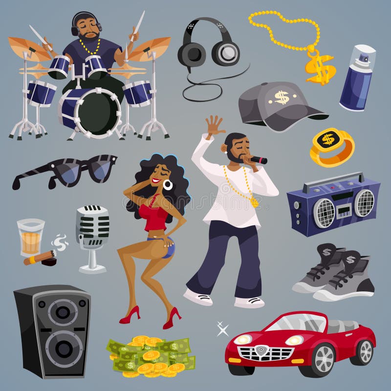 Rap Music Elements stock vector. Illustration of dance - 61061978