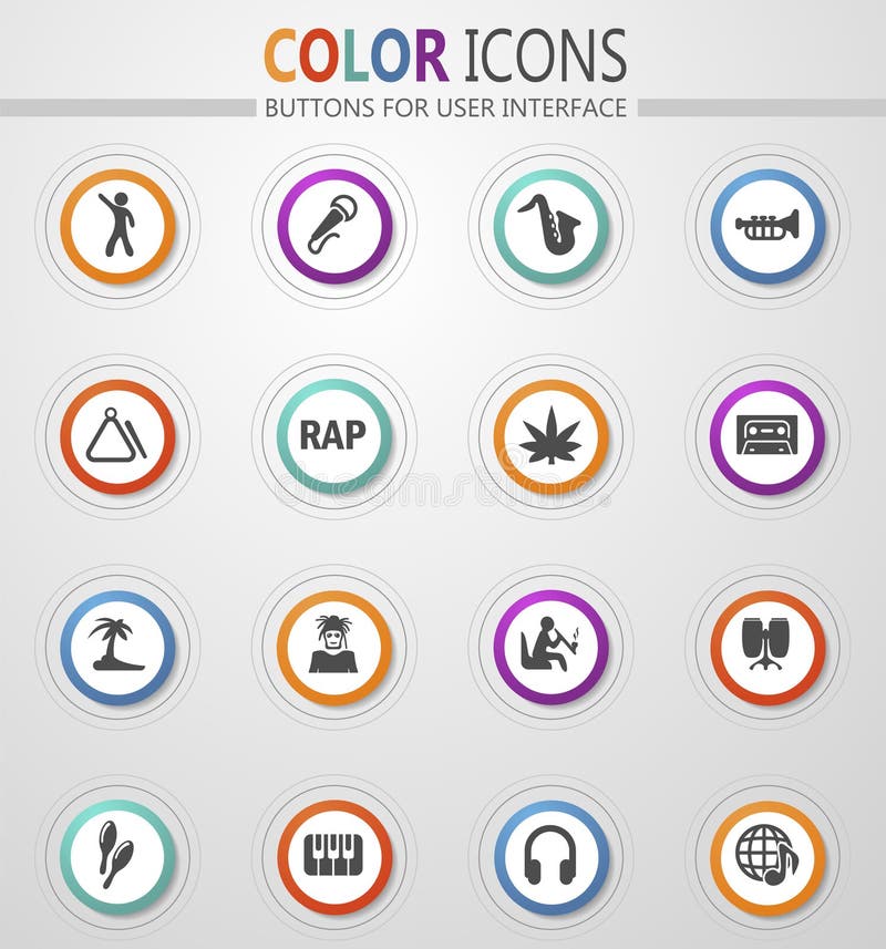 Rap Music icons set stock vector. Illustration of gang - 136587316