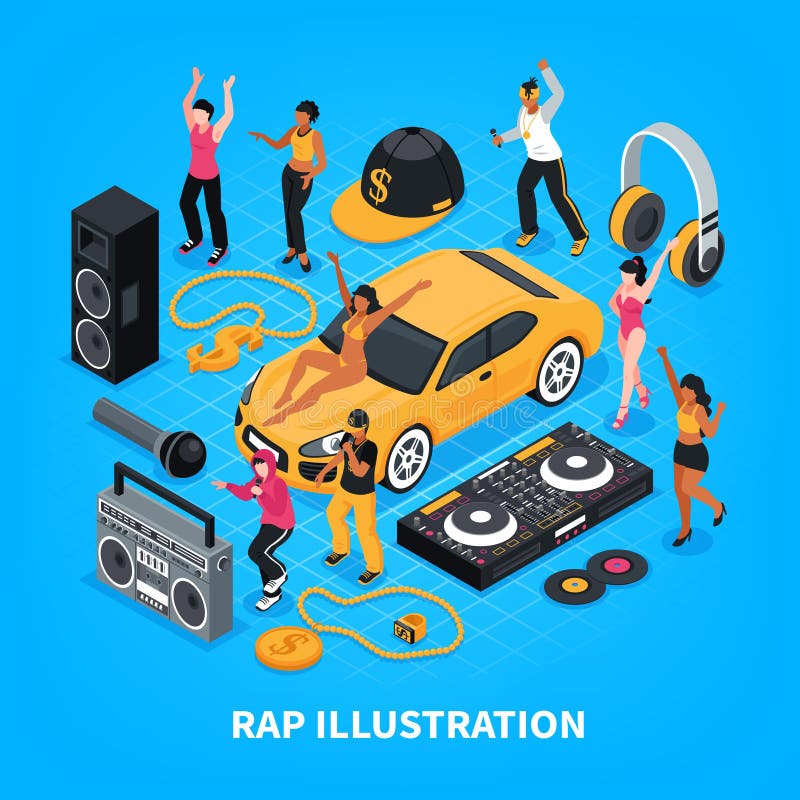Rap Music Isometric Illustration Stock Vector - Illustration of banner ...