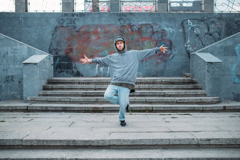 Rap Performer Posing on the Steps, Street Dancing Stock Image - Image ...