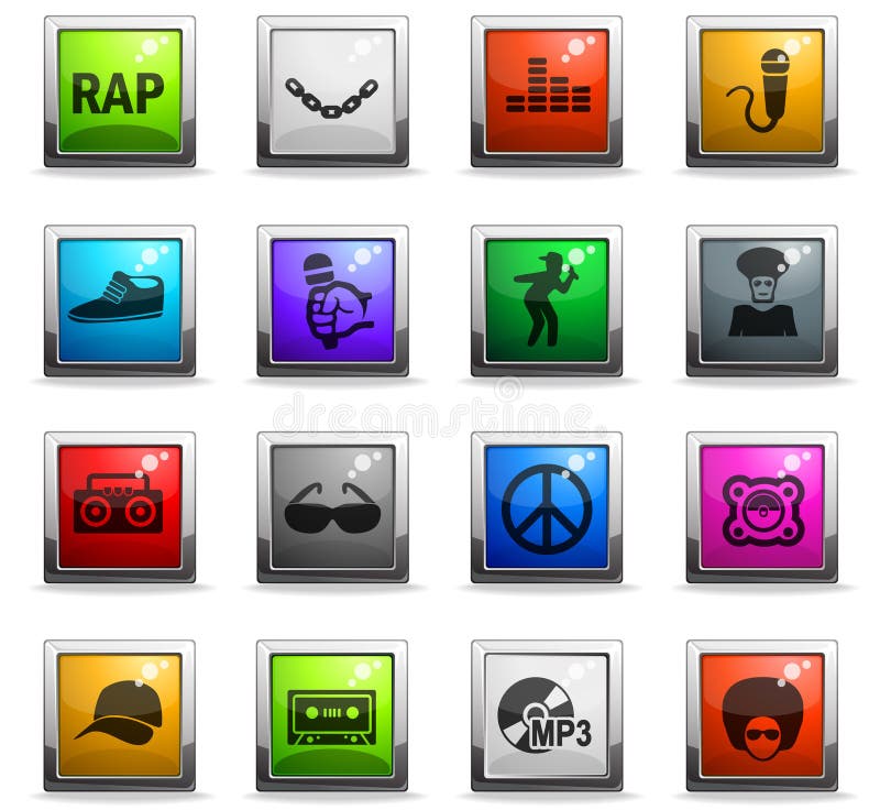 Rap icon set stock vector. Illustration of icon, chain - 122110517