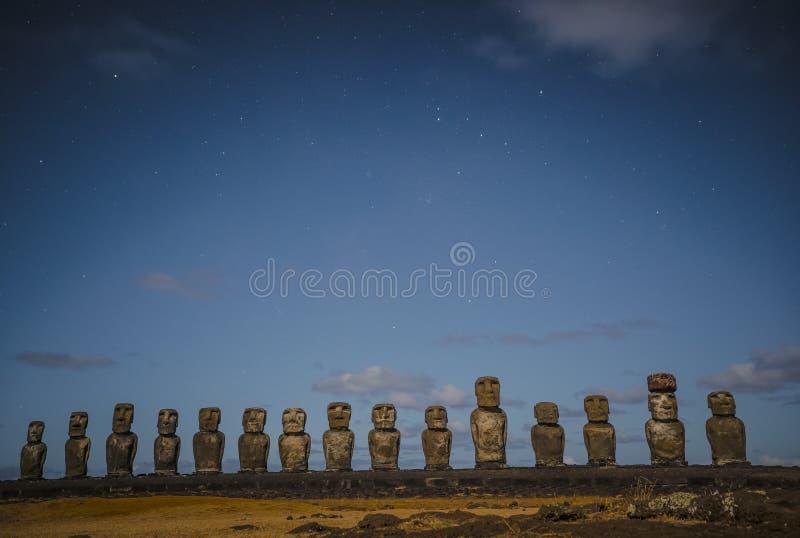 Rapa Nui Moai Statues Easter Island Stock Image - Image of isolated ...