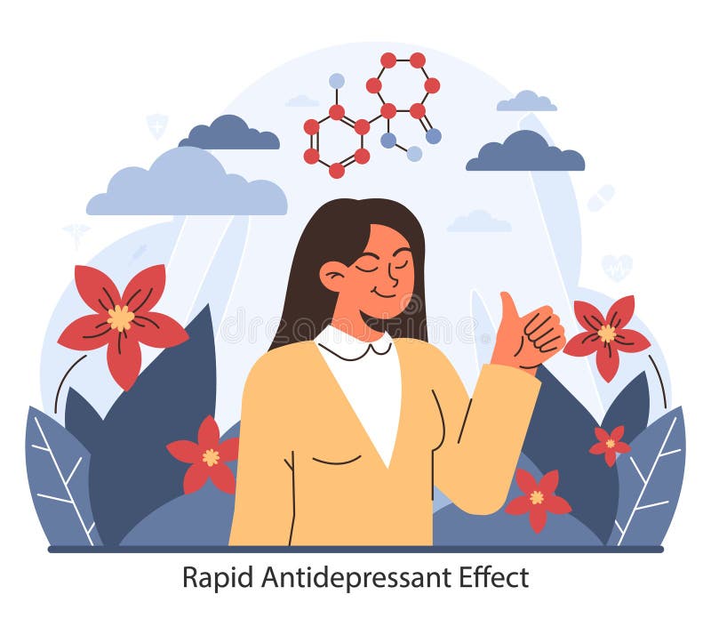 Rapid Antidepressant Effect. Flat Vector Illustration Stock Vector ...