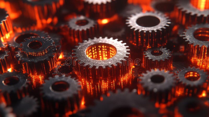 The Rapid Evolution of Technology is Symbolized by a Glowing Gear that ...