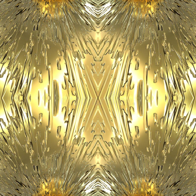 Rapid Flows of Liquid Gold. Seamless Yellow Gold Mirror Background with ...