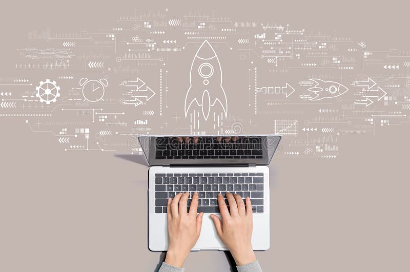 Rapid Growth Concept with Person Using Laptop Stock Photo - Image of ...