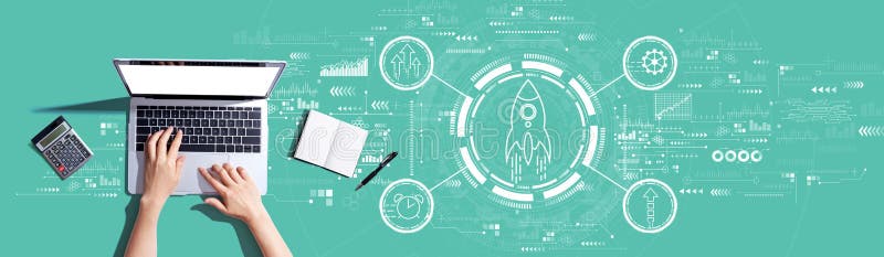 Rapid Growth Concept with Person Using a Laptop Stock Photo - Image of ...