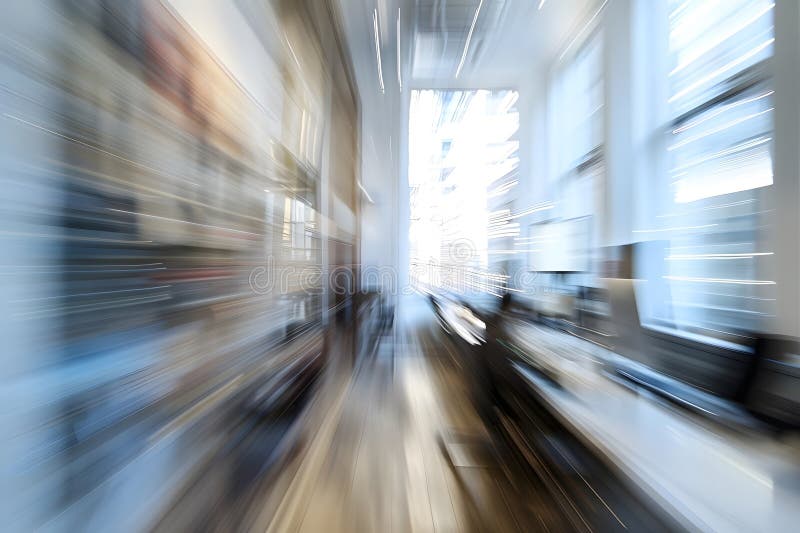 Rapid Movement through Modern Building Interior, a Blurred Vision of ...