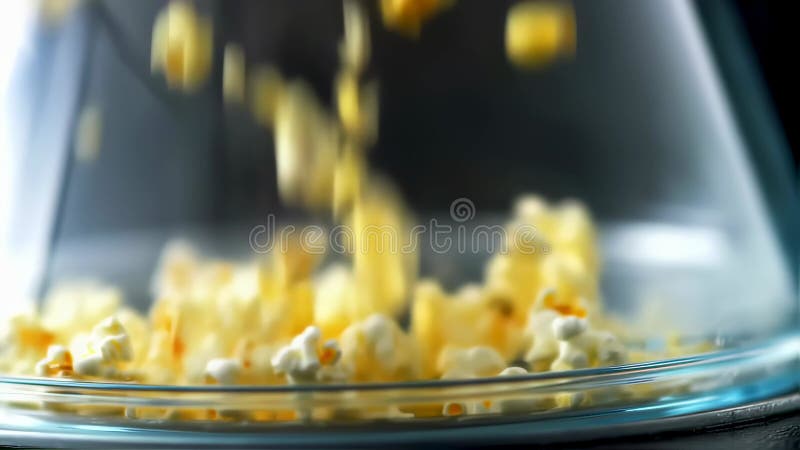 Rapid Popping Corn Explosion Inside Glass Bowl with Dynamic Energy ...