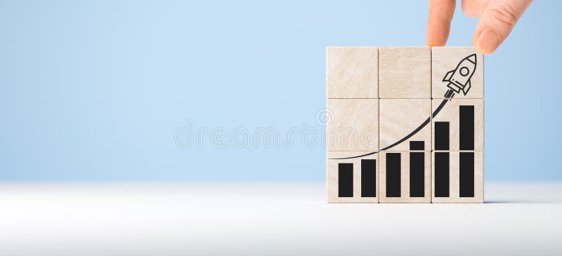 Rapid Rocket Growth. Concept of Rapid Growth in Business. Hand Stacking ...
