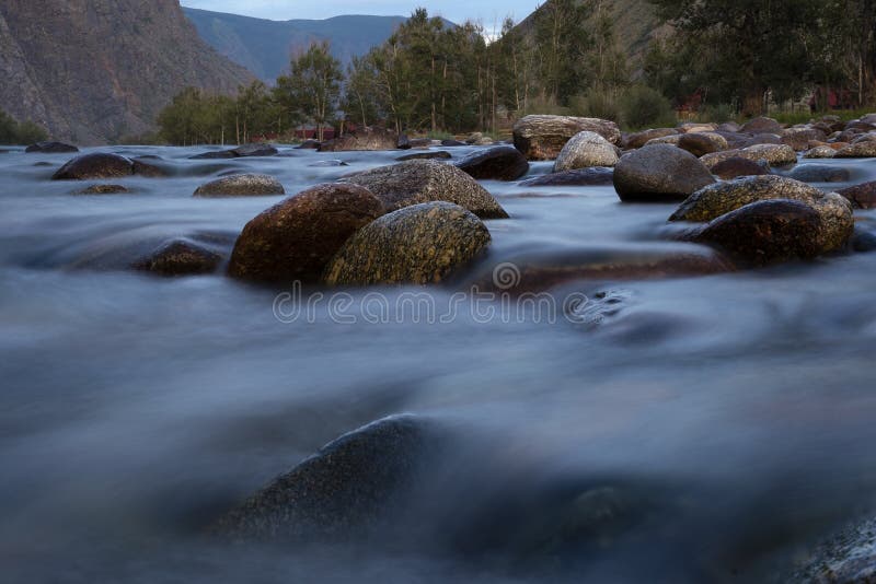 The Rapid Running of Mountain Rivers Stock Image - Image of lawn, wave ...