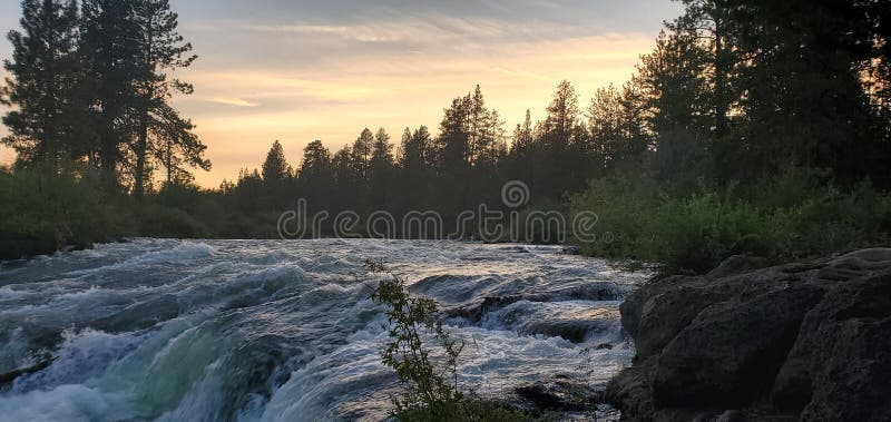 Rapid Waterfall Under Sunset Stock Image - Image of sunset, waterfall ...