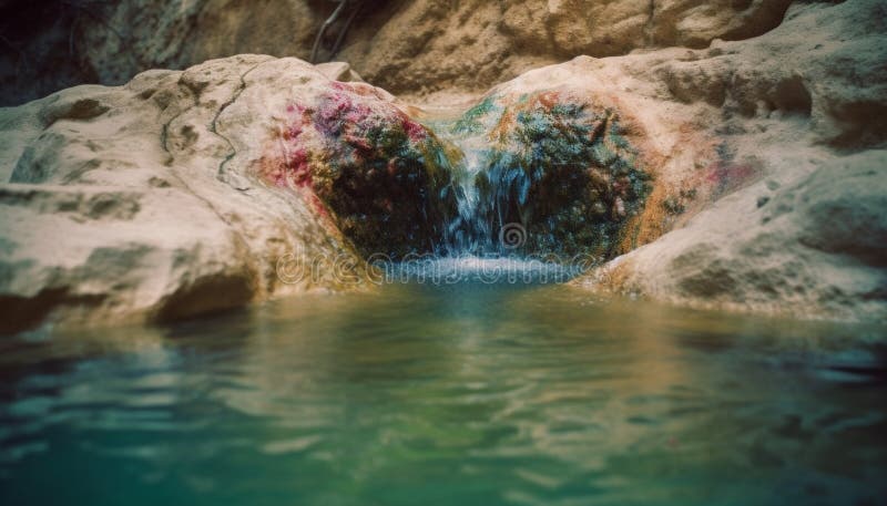 Rapid Wave Drops Over Cliff, Splashing in Tranquil Ravine Below ...