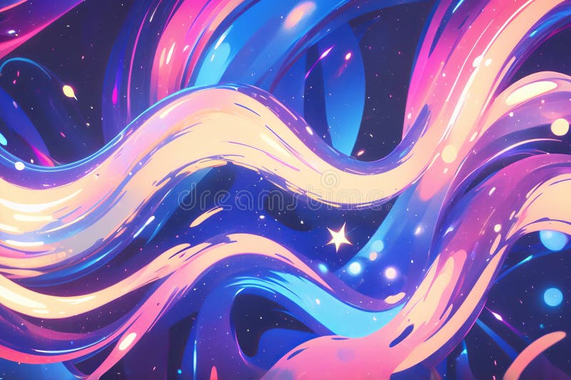 Rapid Wavy Motion Effect of Neon Glowing Streaks on a Dynamic ...