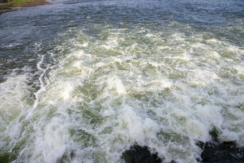 Rapidly Flowing Water with Large Waves Over a Dam on a River, Water ...