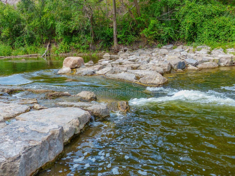 Rapids Along the Huron River in Ann Arbor - Michigan Stock Photo ...